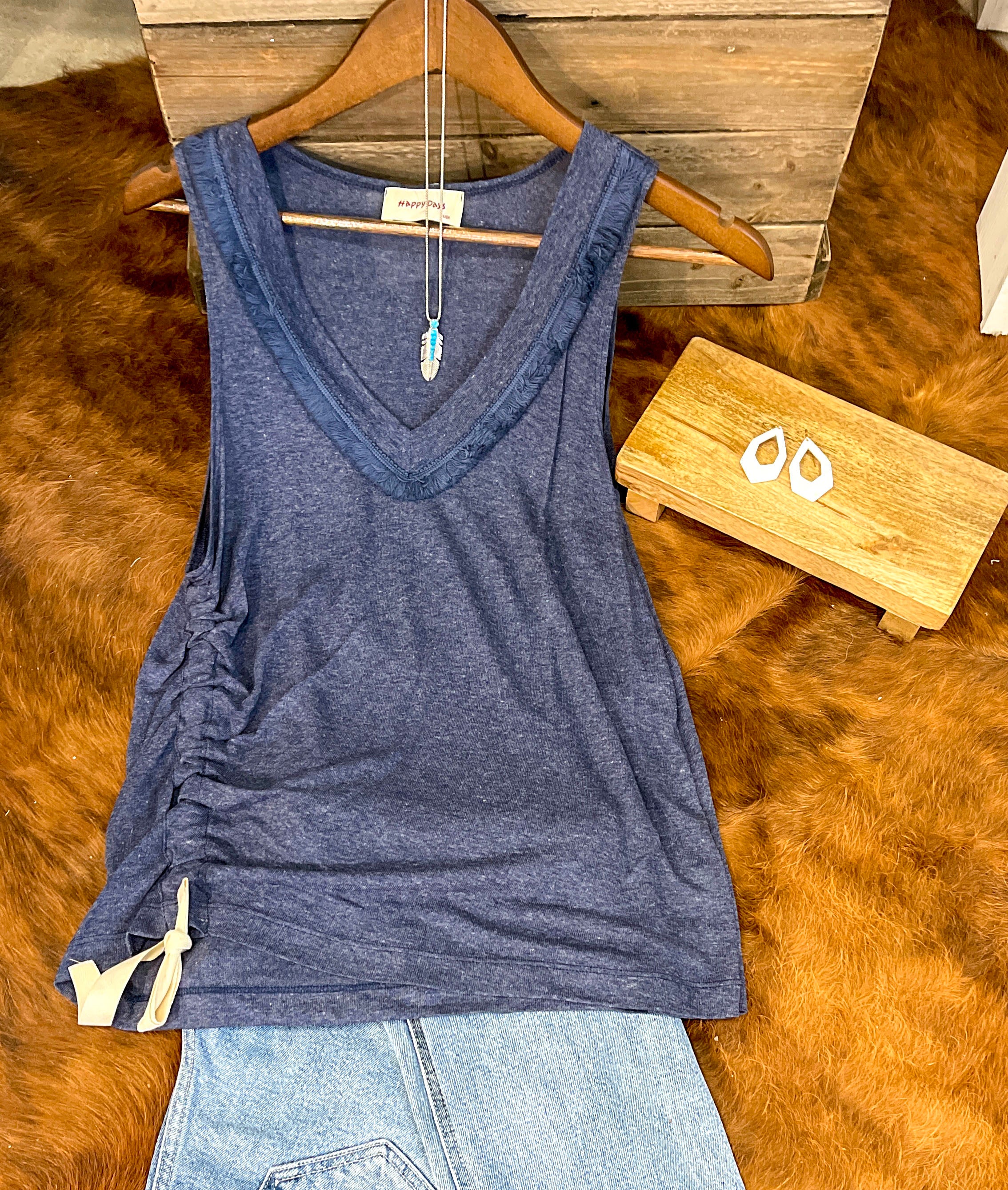 Navy Tank with Drawstring – G3 Mercantile